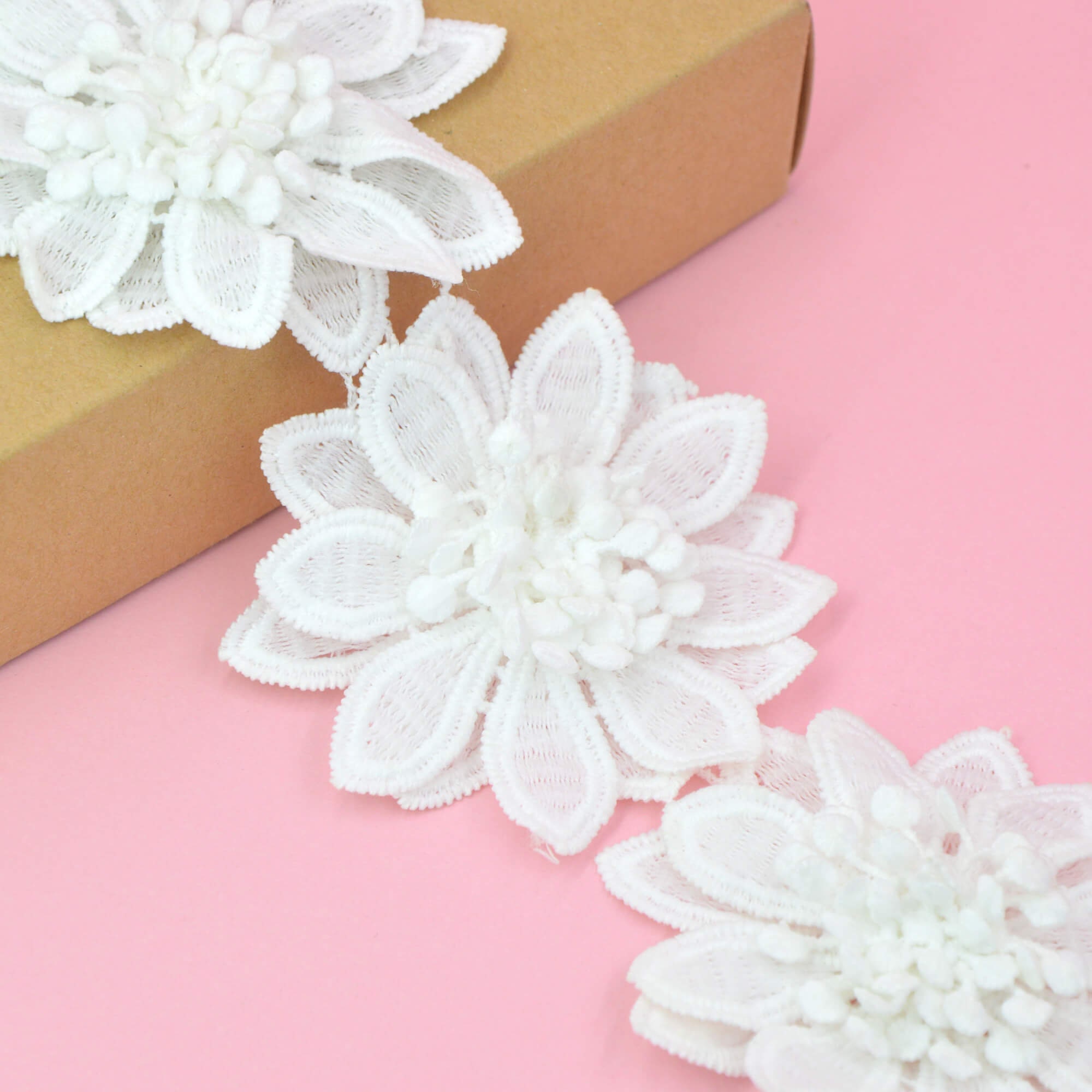 8pcs White Flower With Buds Double Layered Applique - Etsy