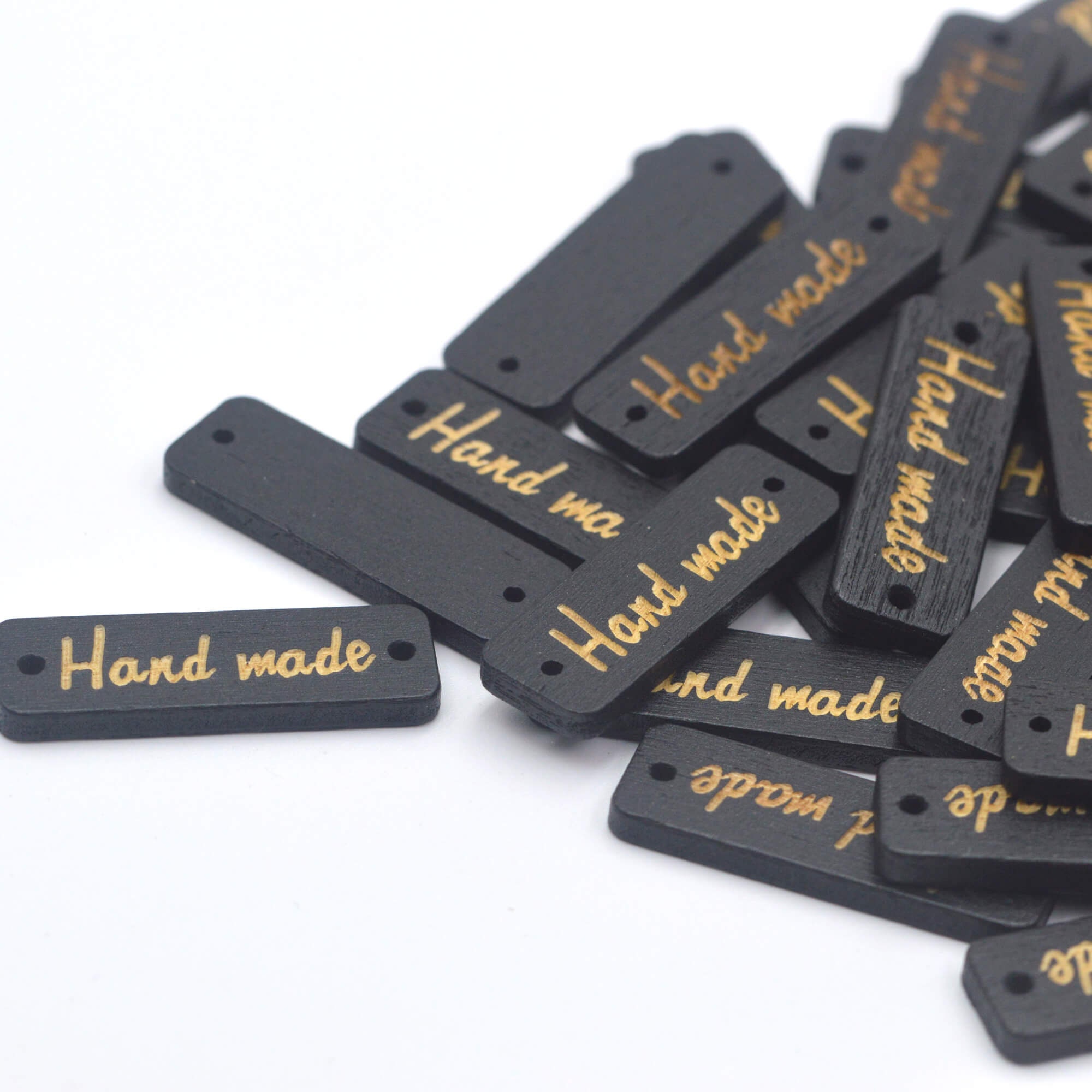 Black Engraved Wooden Button Tags With 2 Holes for Handmade - Etsy