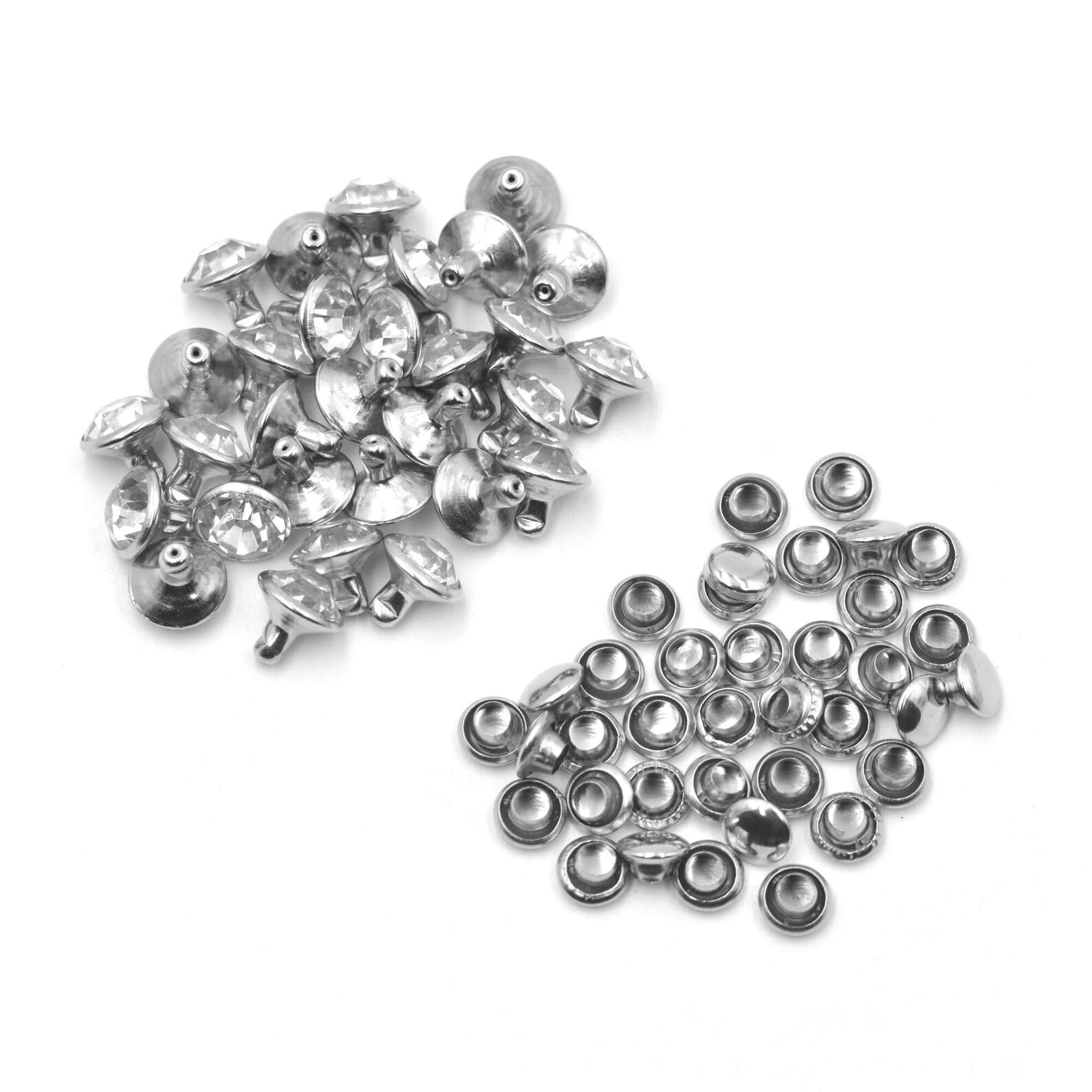 100pcs Silver Color Brass Material Crystal Rhinestone Rivets - Etsy