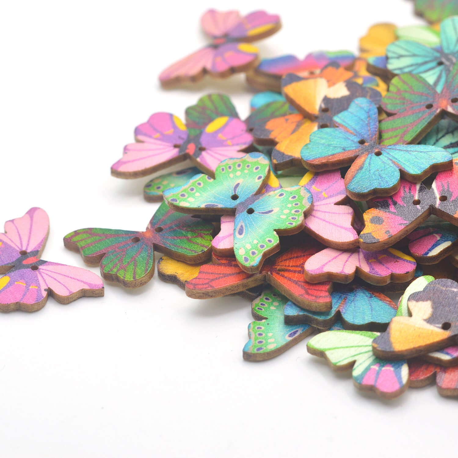 50pcs Assorted Colorful Butterfly Wooden Buttons Randomly - Etsy