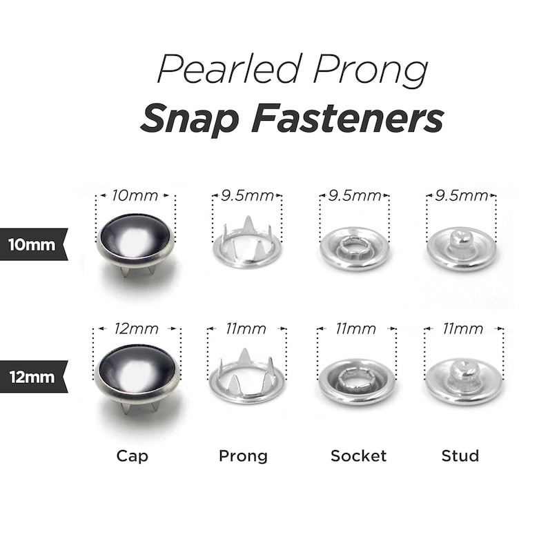 50sets Acrylic Pearl Snap Fasteners Prong Ring Snaps Press Studs Snap ...