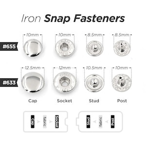 50sets Multi-size/color Metal Snap Fasteners Press Studs Snaps Button ...