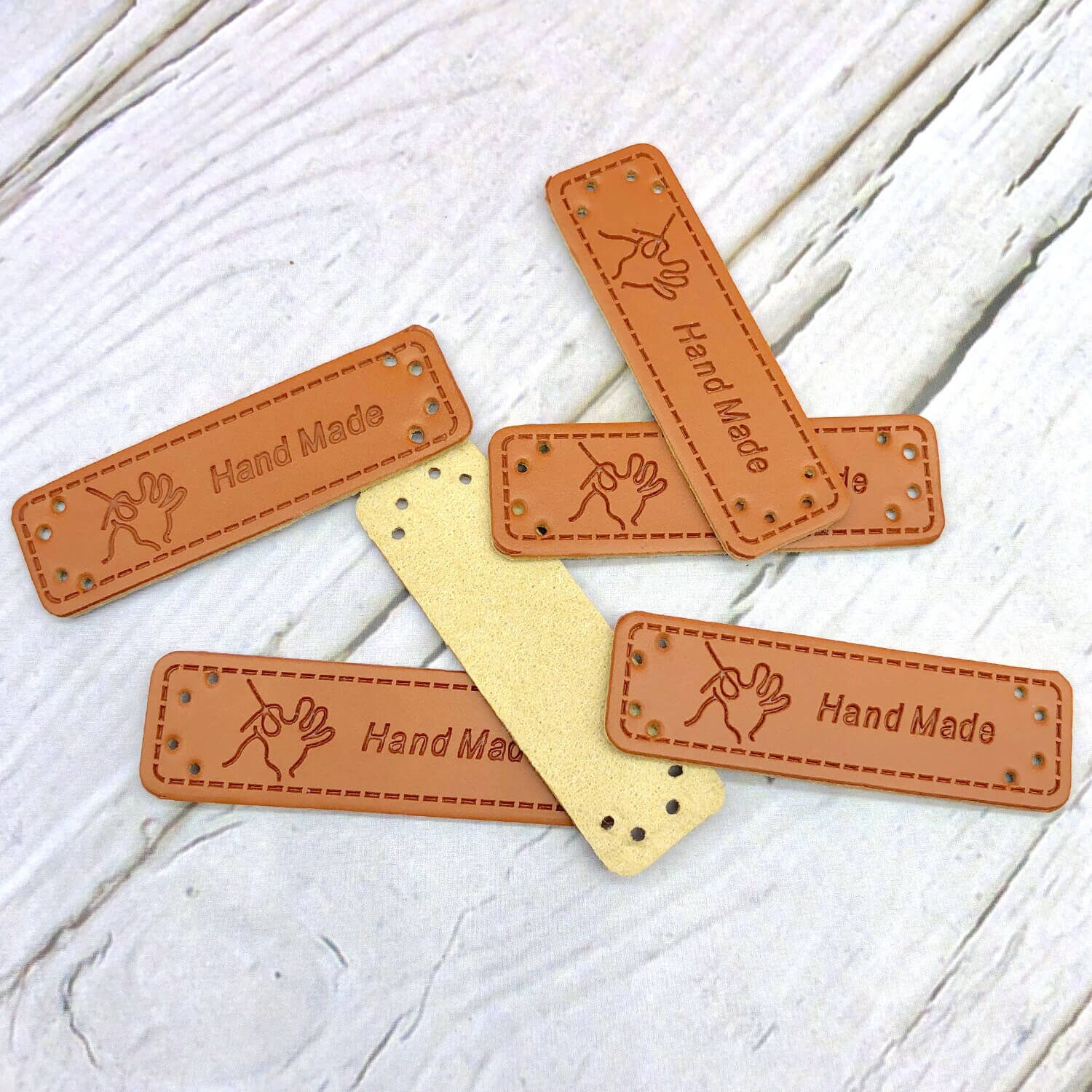 Brown "hand Made" PU Labels for Handmade Items Artificial PU Leather ...