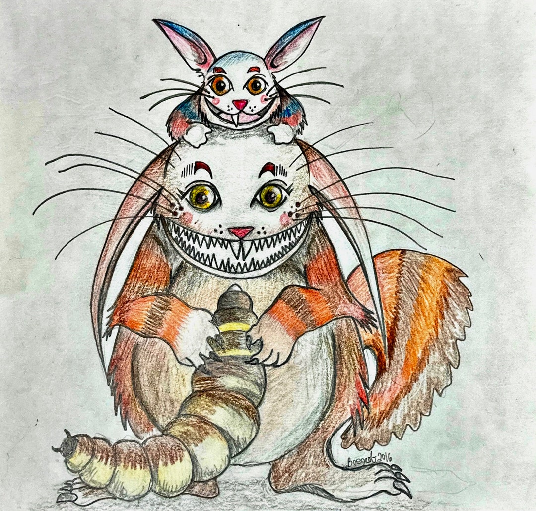 OOAK Graphite/color Pencil Drawing: rabbit and Son Eat - Etsy