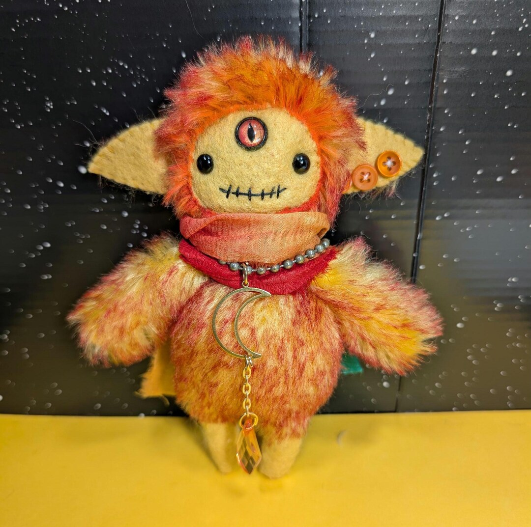OOAK Handmade Mohair Goblin Doll, Asuka the Fire Spirit (imp/fairy/elf ...