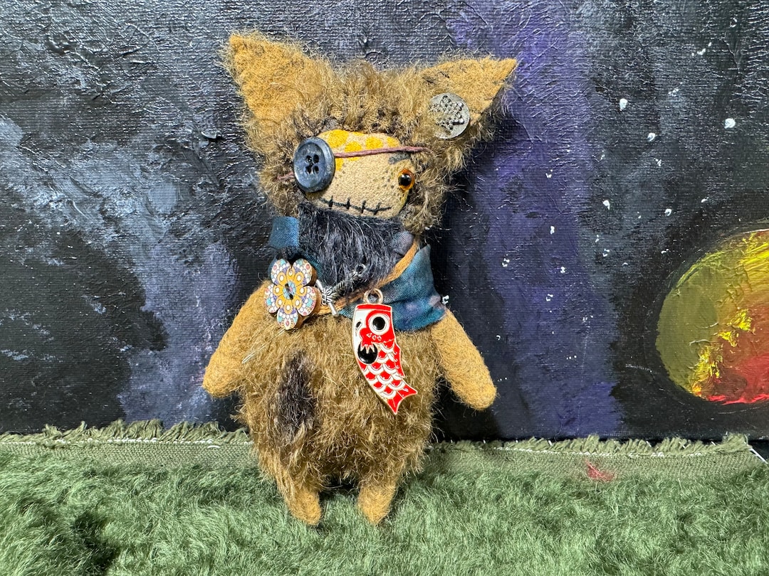 OOAK Handmade Mohair Goblin Doll, Wembu the Bearded Fisherman imp/fairy ...