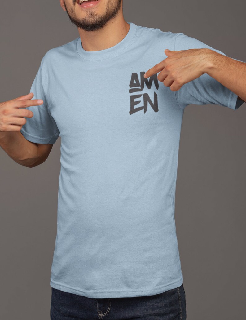 Christian Clothing, AMEN T Shirt, Blue T Shirt Men, Christian T Shirt ...