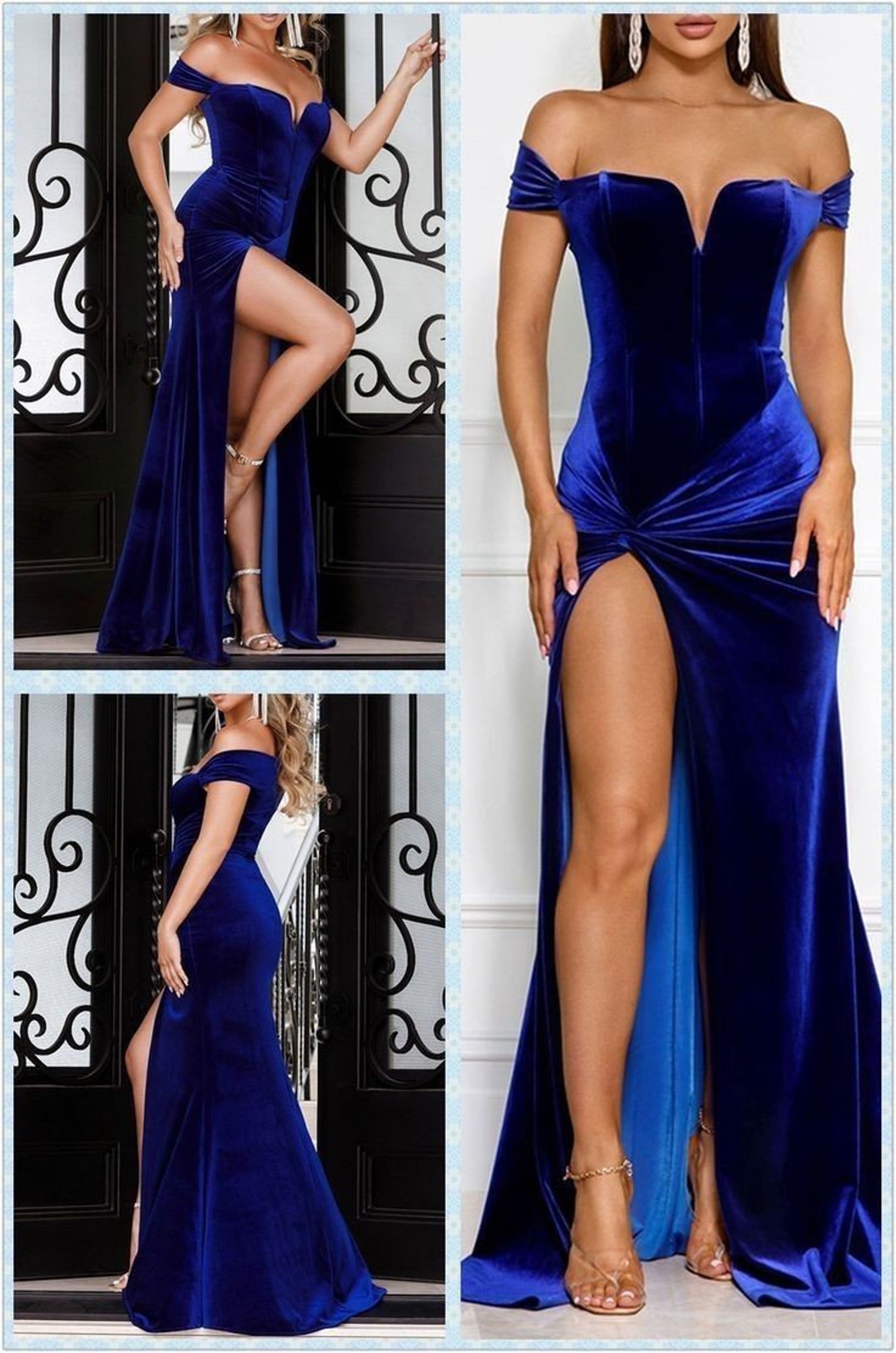 Royal Blues Velvet Dress Velvet Fabric Velvet Styles Velvet - Etsy