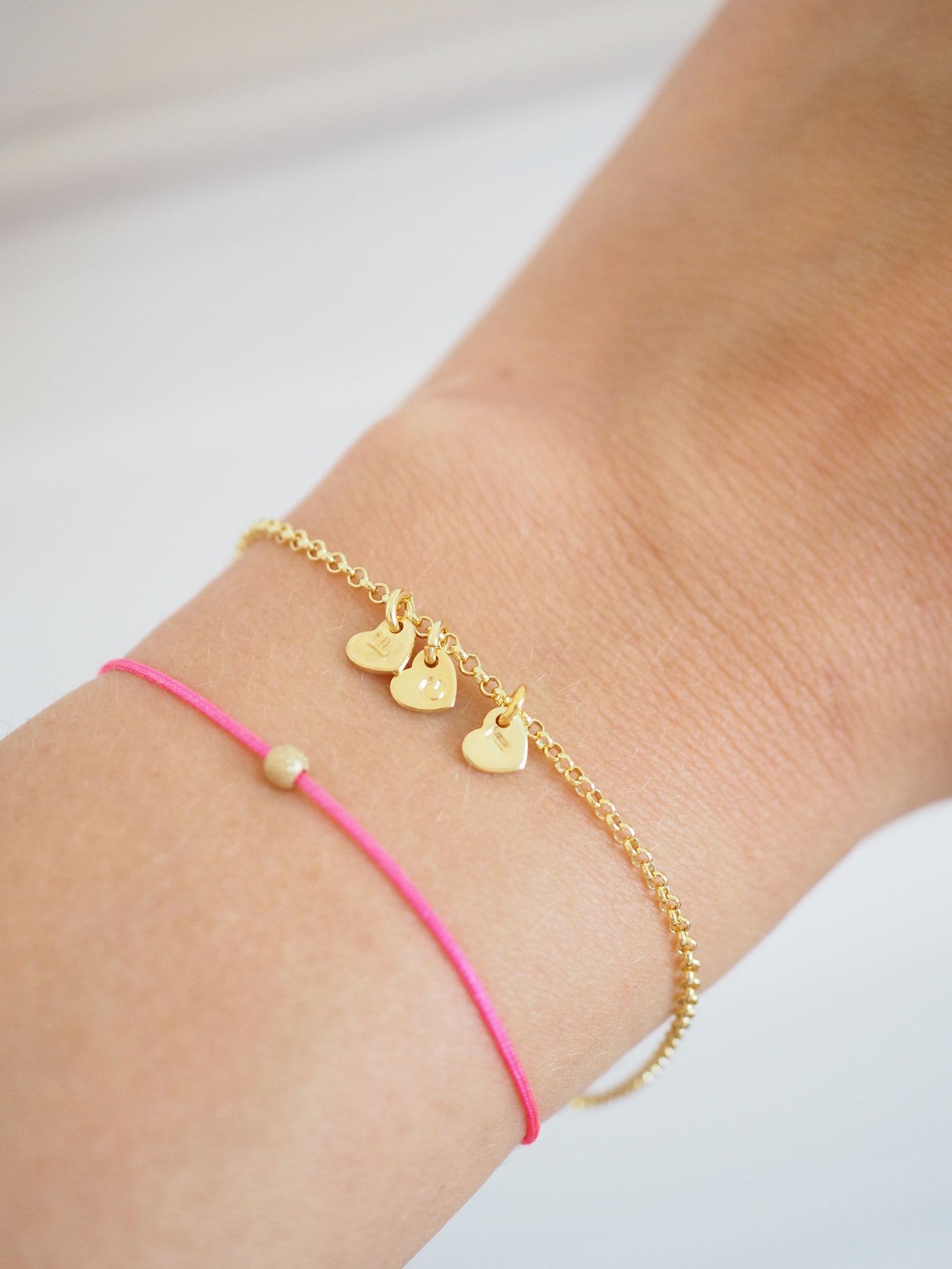 Three Hearts Bracelet Personalized 925 Sterling Silver Gold - Etsy