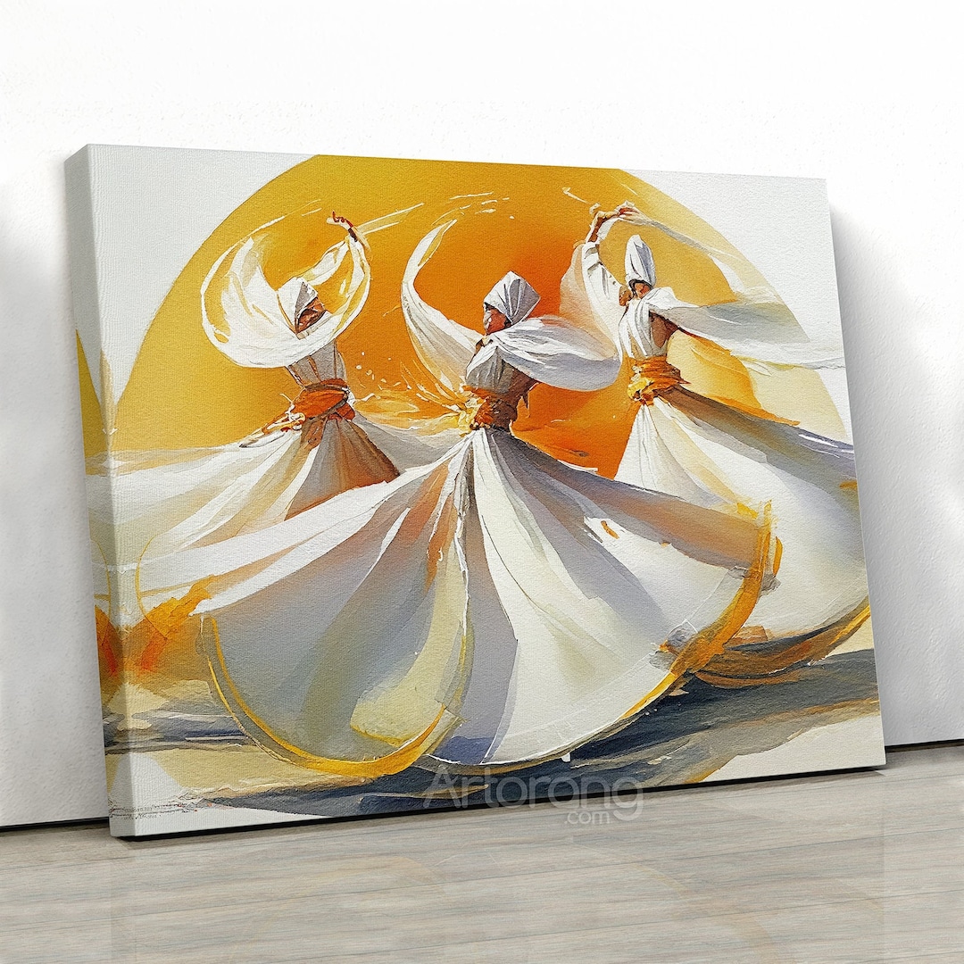 Abstract Painting of Whirling Dervish, Ancient Sufi Dance Canvas Print ...