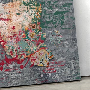 Iran Map and Rumi Quote on Persian Carpet Design Canvas Print Wall Art ...