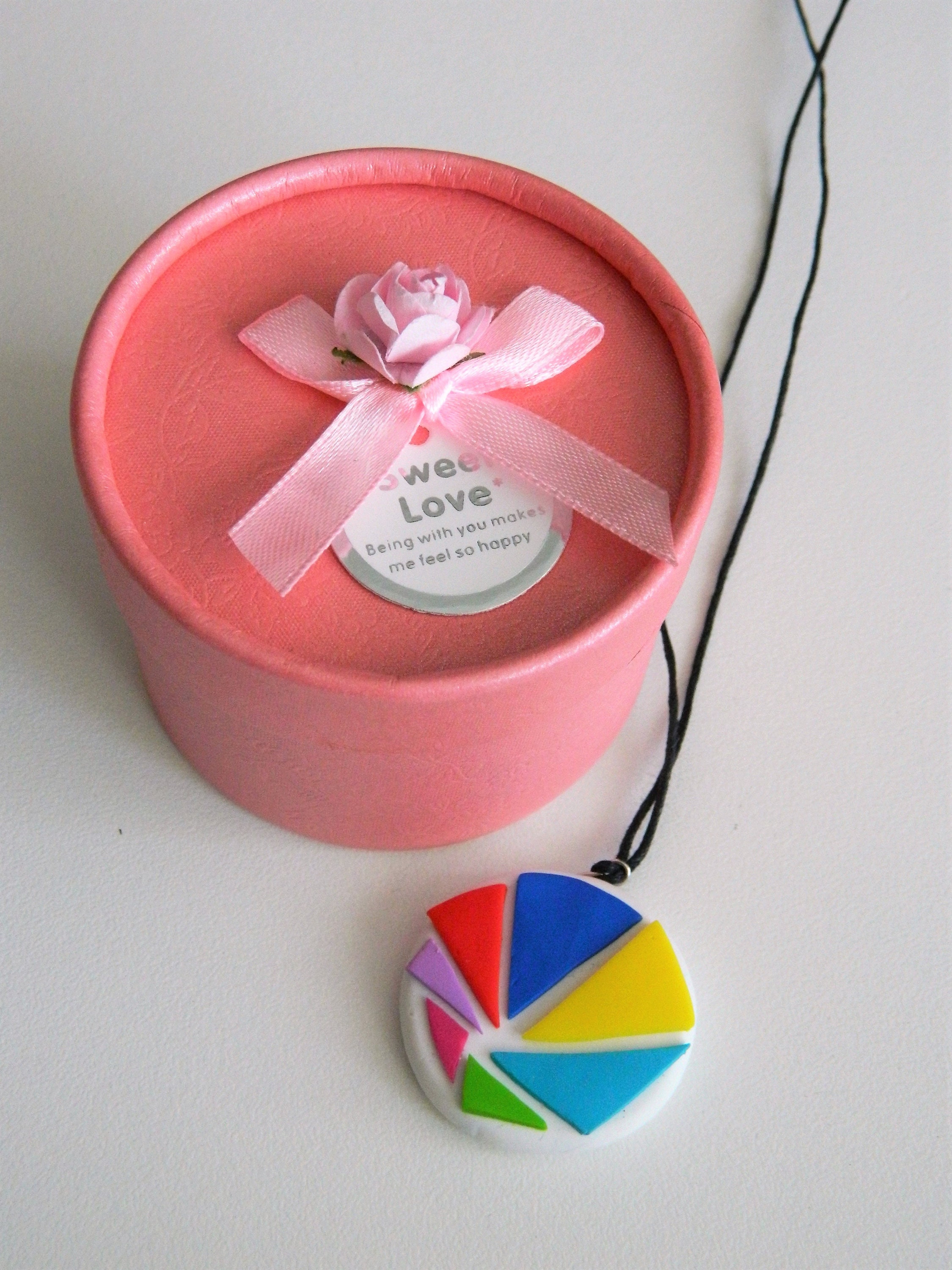 Necklace/ Multi-color mosaic charm/ Polymer clay/ Handmade | Etsy