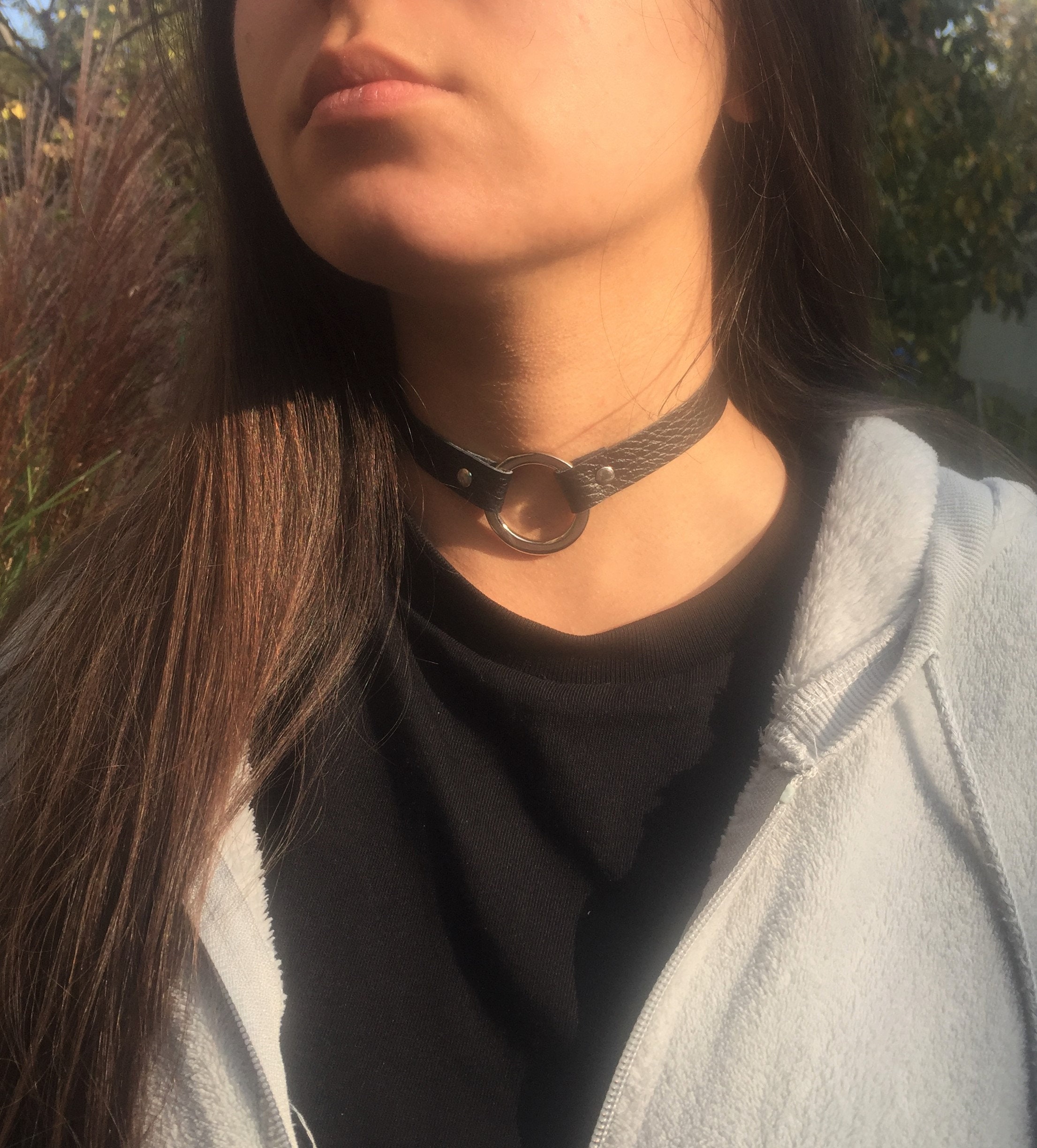 Genuine Soft Leather Choker /black Leather O Ring Choker/ | Etsy
