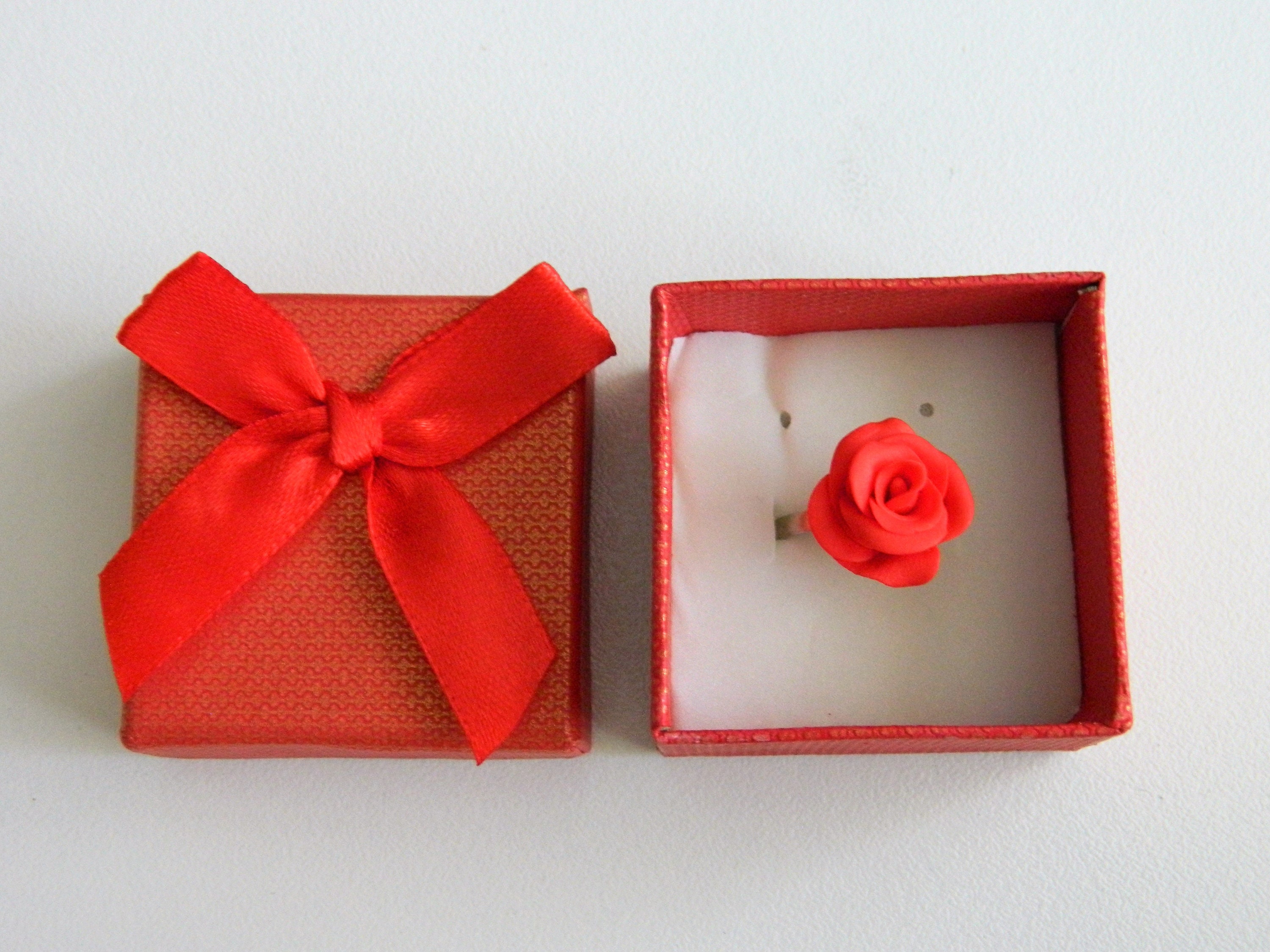 Ring/ Rose Charm/polymer Clay/ Handmade/ Red Base / Polymer - Etsy