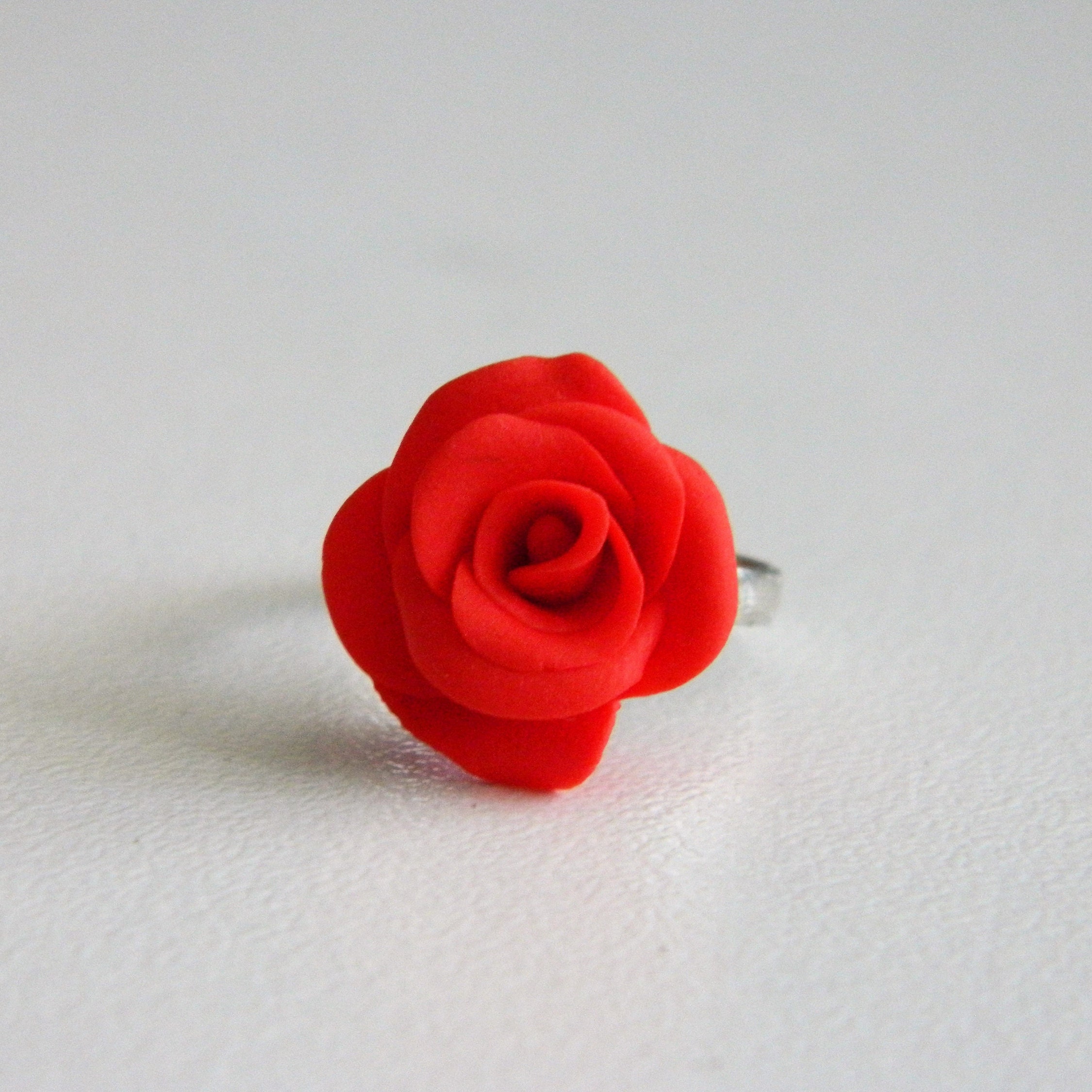 Ring/ Rose Charm/polymer Clay/ Handmade/ Red Base / Polymer - Etsy