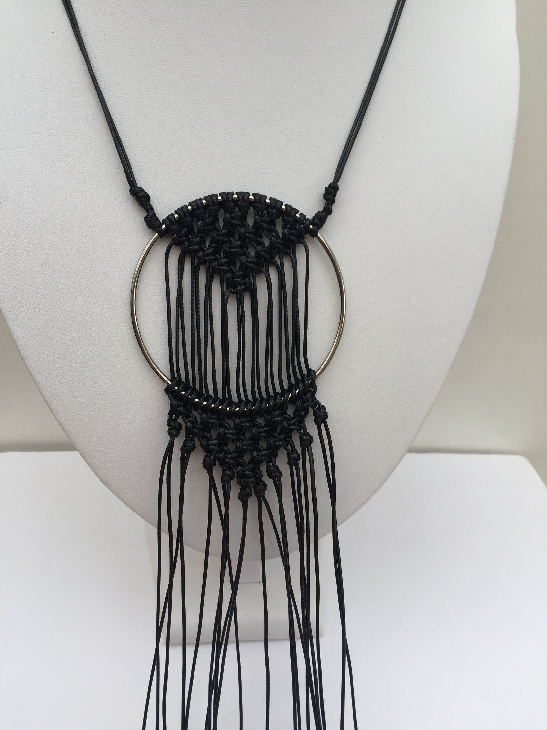 Beautiful Black Macrame Necklace / Boho Necklace/ Handmade Accessory by ...