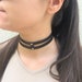 Genuine Black Leather Choker / Two Straps With Rivets / 1 Cm - Etsy