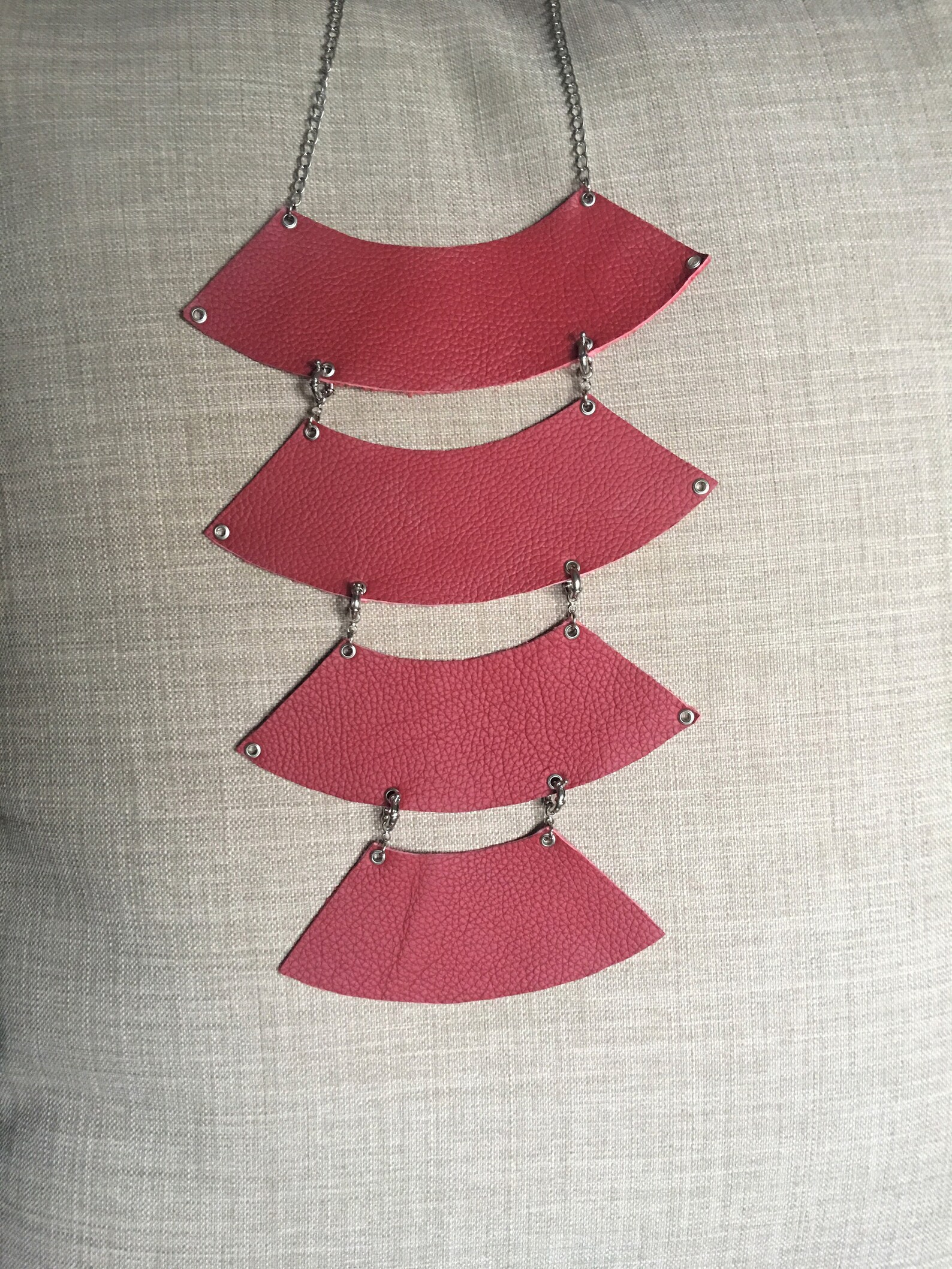Genuine Red Leather Removable Elements Necklace / Chain Necklace ...