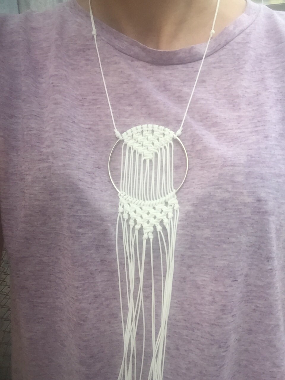 Beautiful White Macrame Necklace / Boho Necklace/ Handmade - Etsy