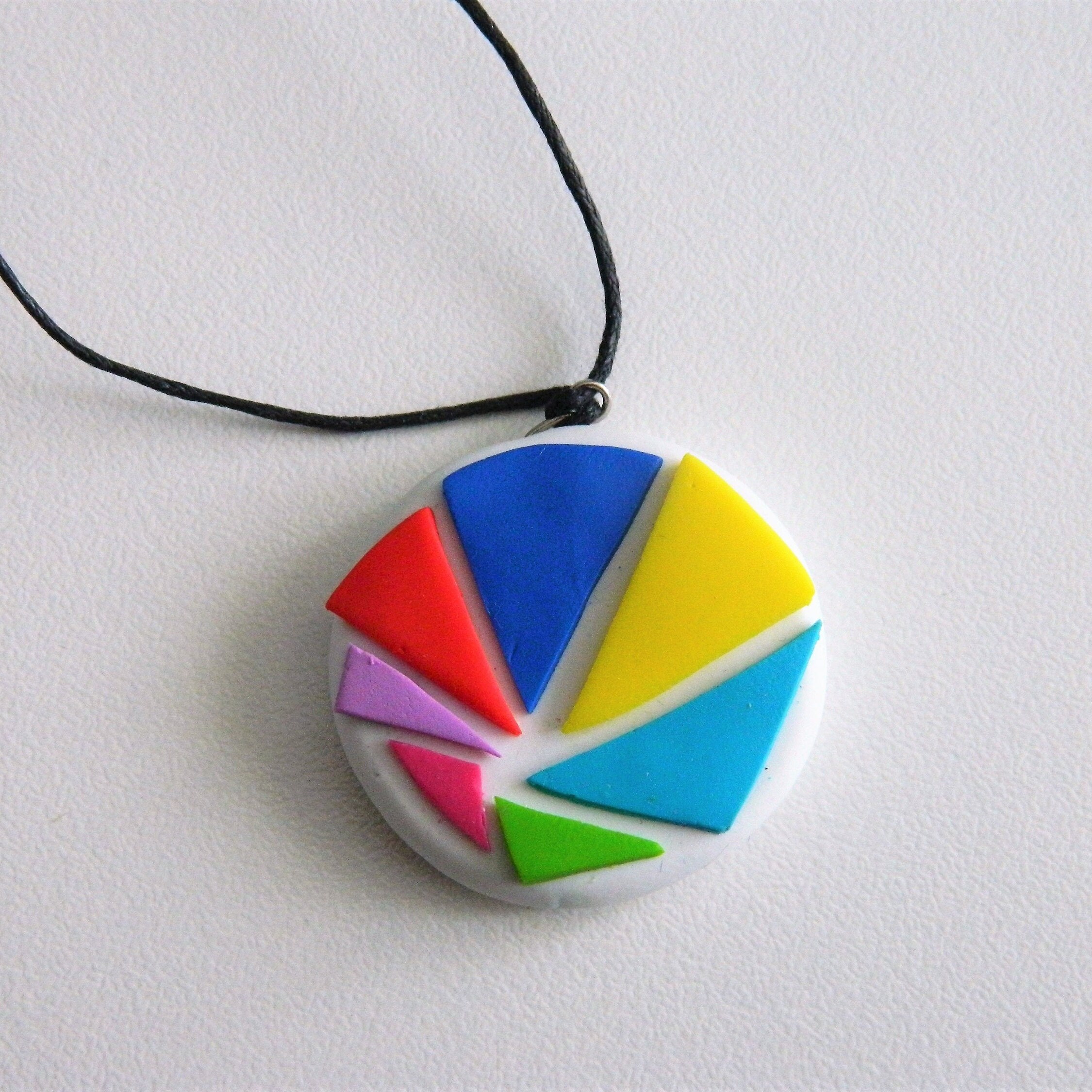 Necklace/ Multi-color mosaic charm/ Polymer clay/ Handmade | Etsy