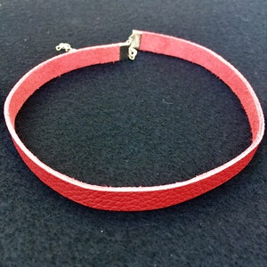 Simple Red Genuine Leather Choker /thin 1 Cm Soft Choker / Handmade ...