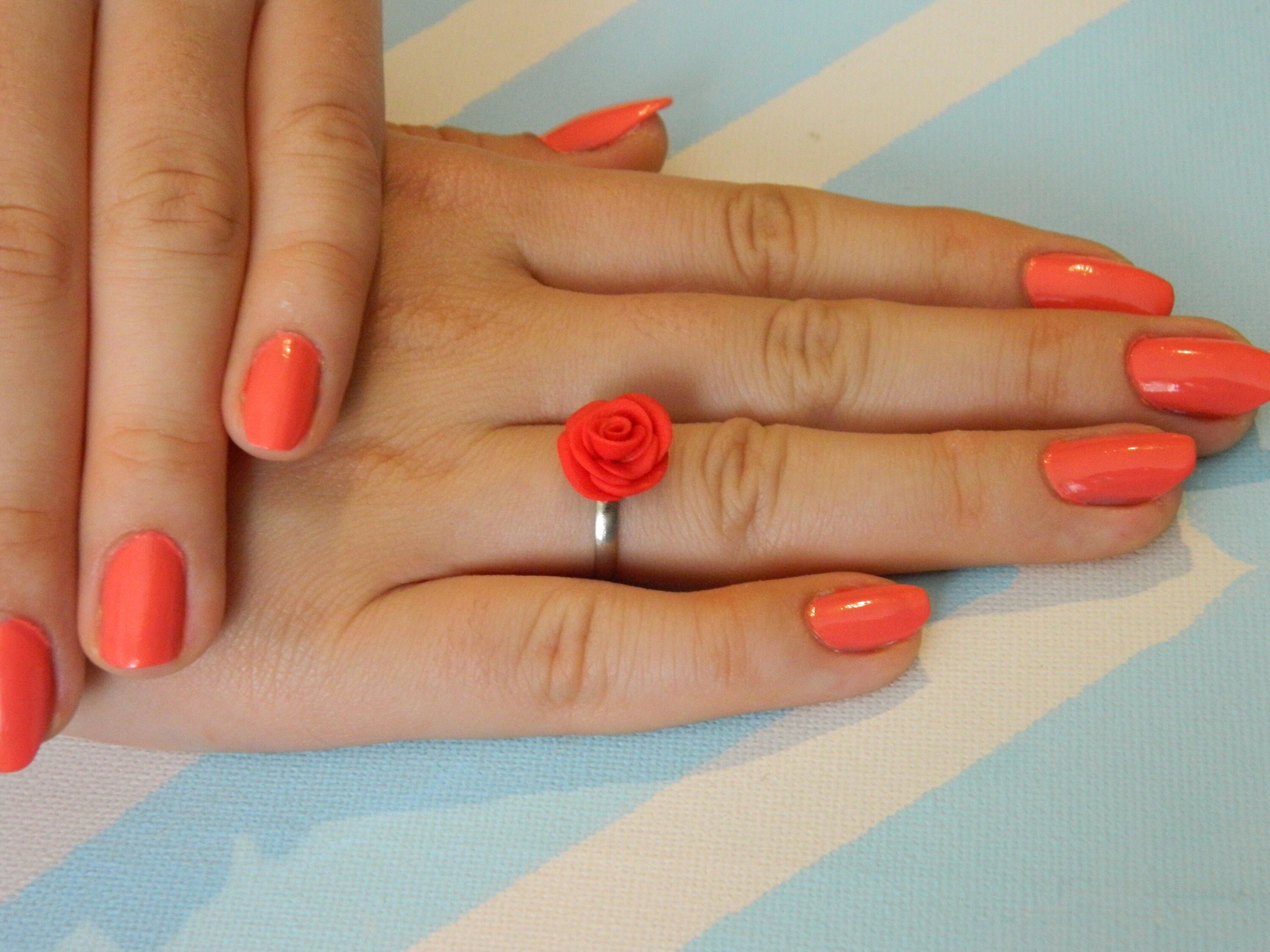 Ring/ Rose Charm/polymer Clay/ Handmade/ Red Base / Polymer - Etsy
