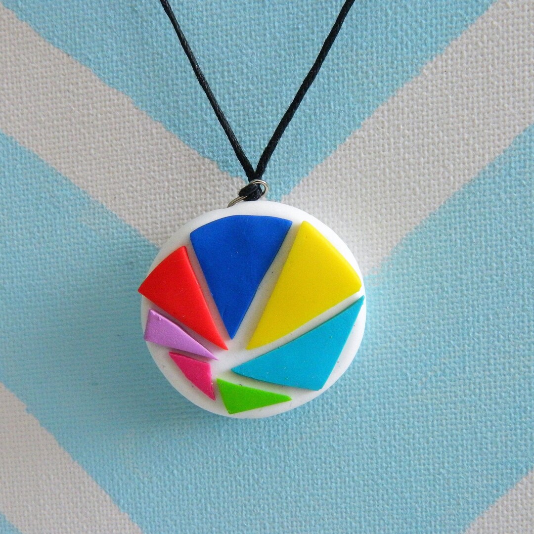 Necklace/ Multi-color Mosaic Charm/ Polymer Clay/ Handmade - Etsy
