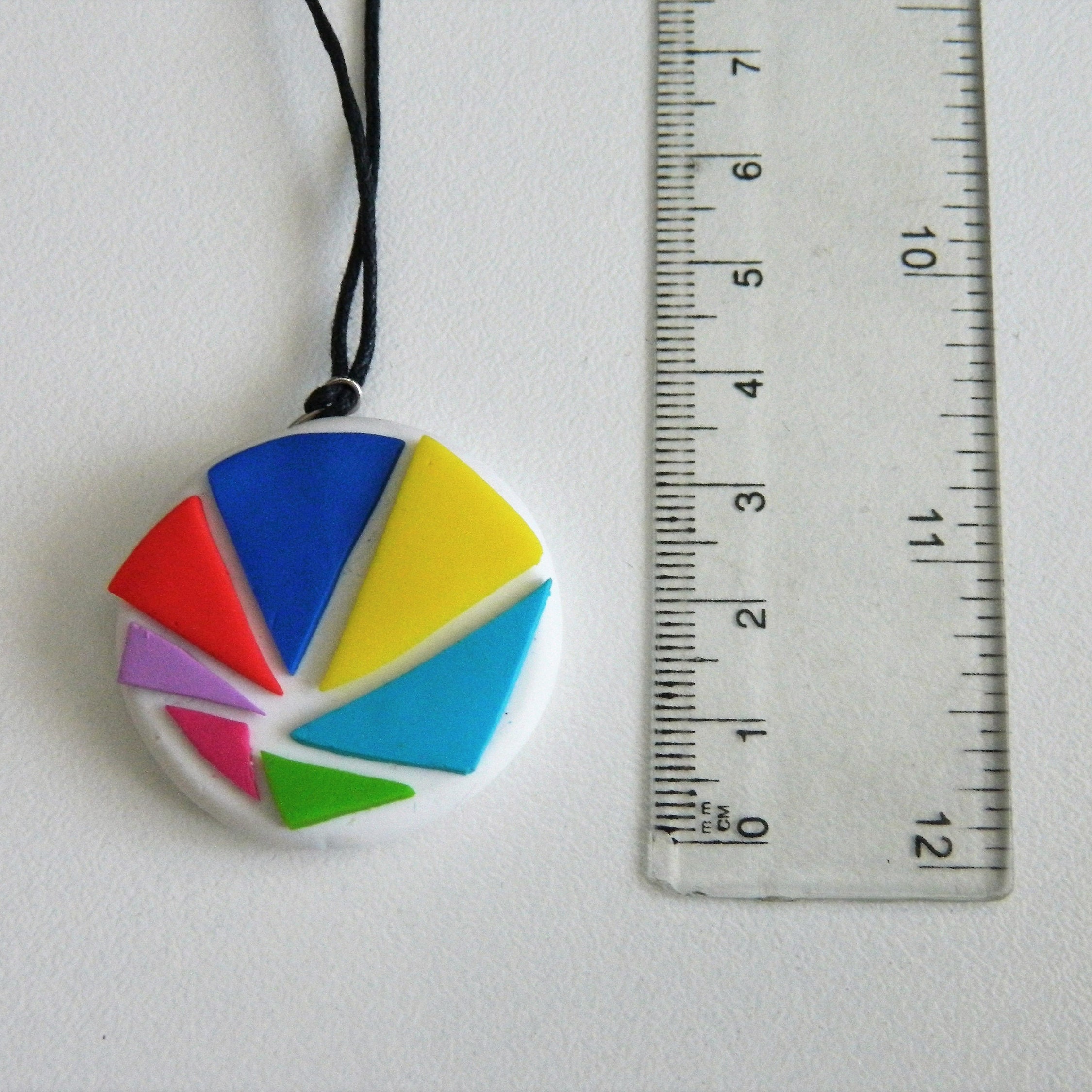 Necklace/ Multi-color mosaic charm/ Polymer clay/ Handmade | Etsy