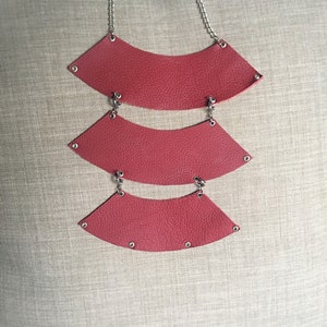 Genuine Red Leather Removable Elements Necklace / Chain Necklace ...