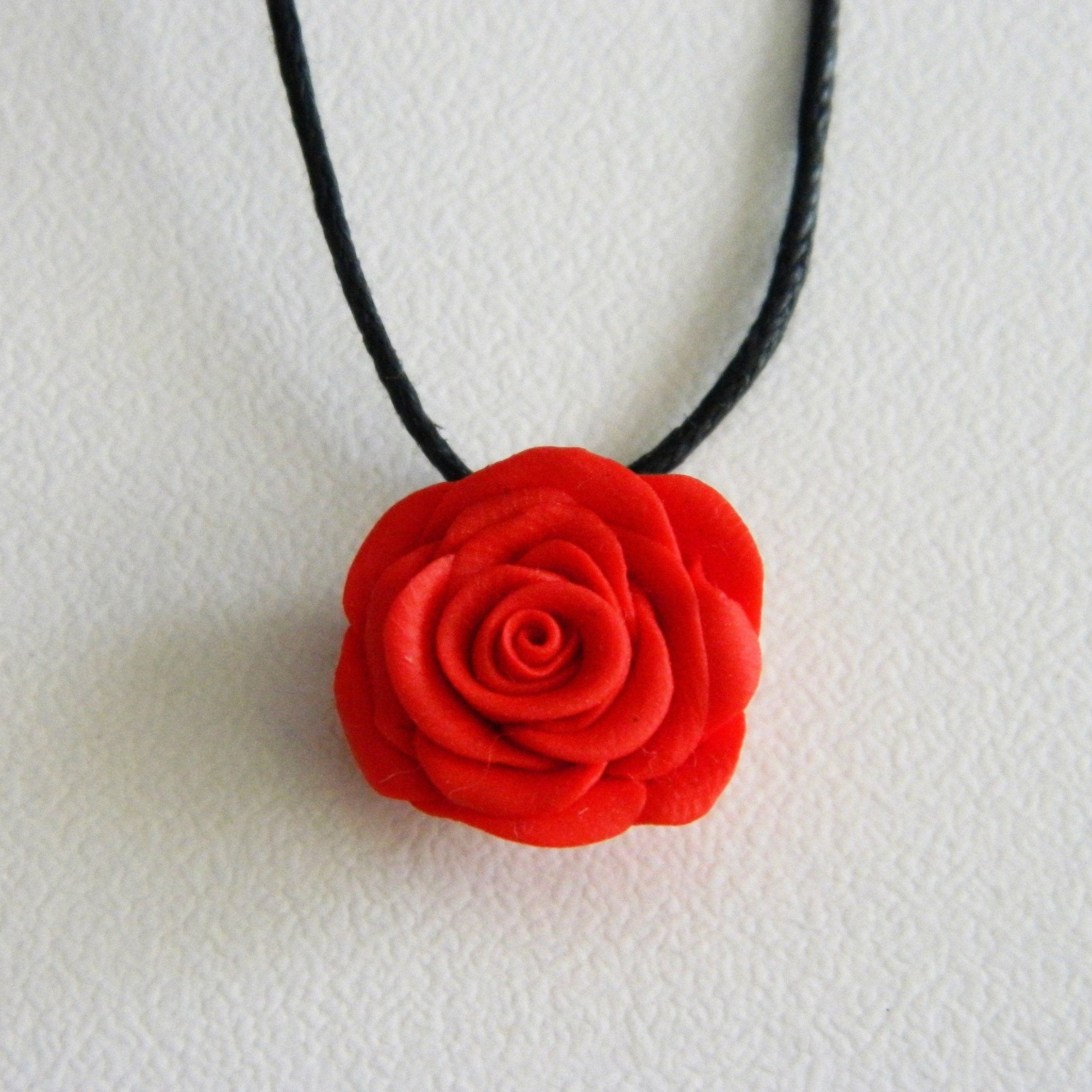 Necklace/ Rose charm / Polymer clay/Handmade/ Polymer clay | Etsy