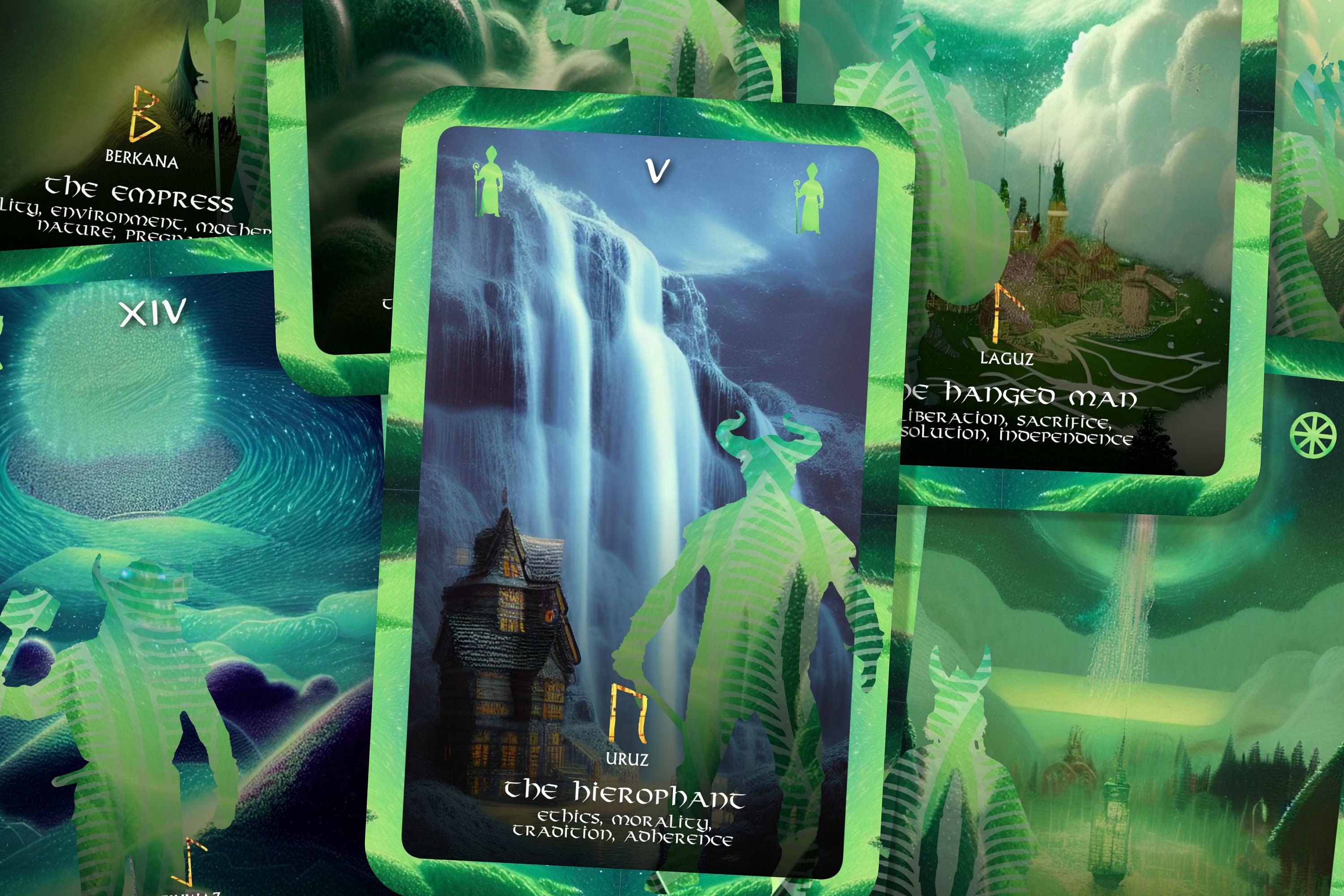 Valhalla Major Arcana and Runes Correspondence Nordic Cards Norse Cards ...