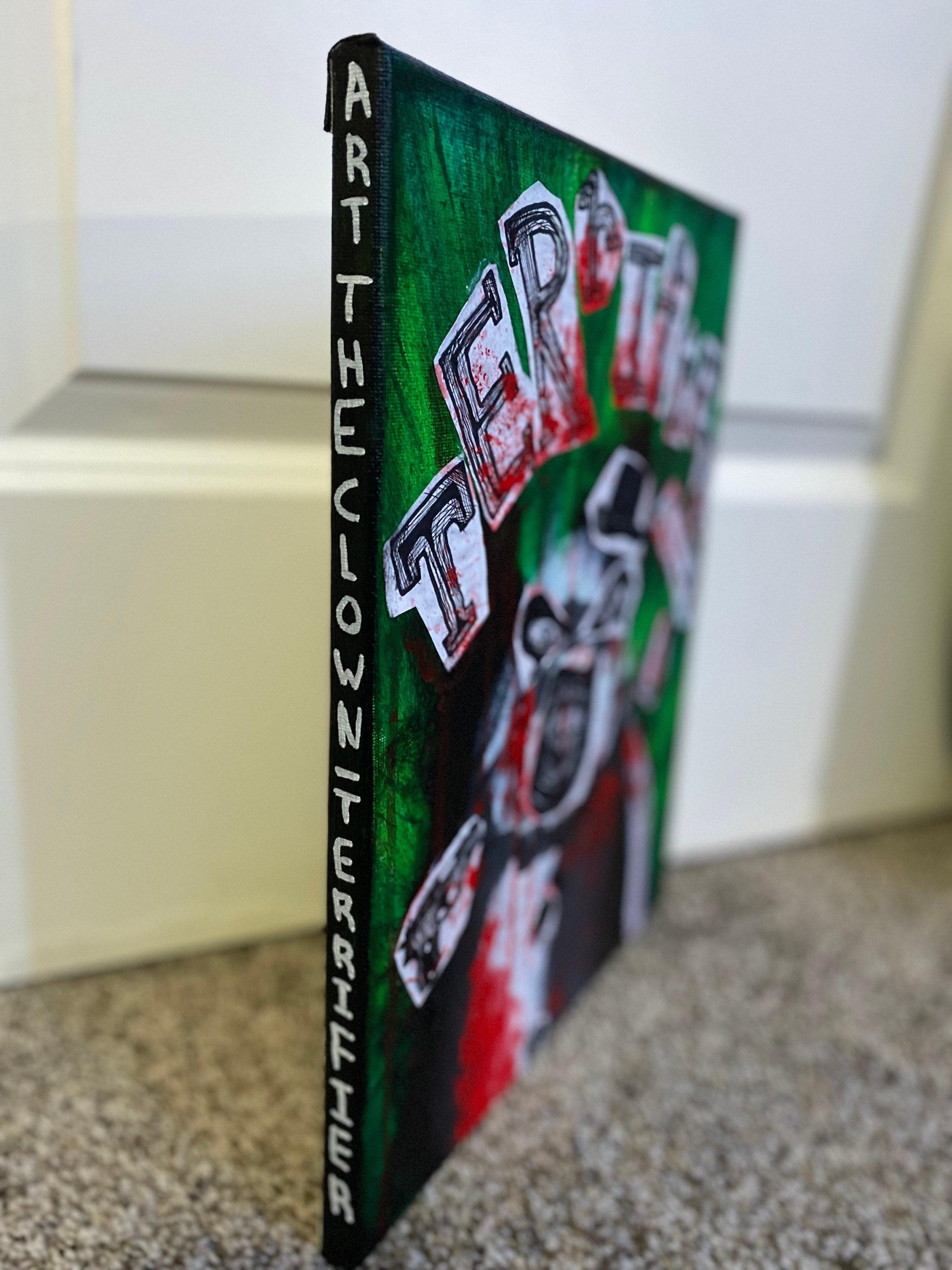 Terrifier Art the Clown Acrylic/paper Collage Painting 11x14 Canvas ...