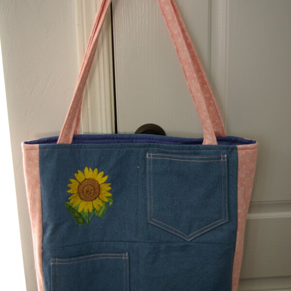 Large Denim Tote Bag - Etsy