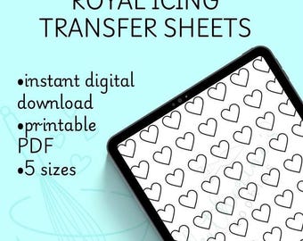 3/4" Cutie Heart Royal Icing Transfer Template - Etsy