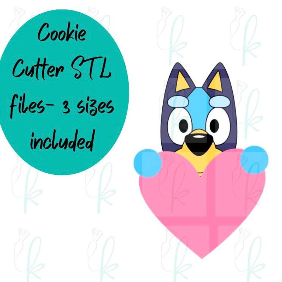 Blue Dog Character Heart Plaque Cookie Cutter STL File Digital Download ...