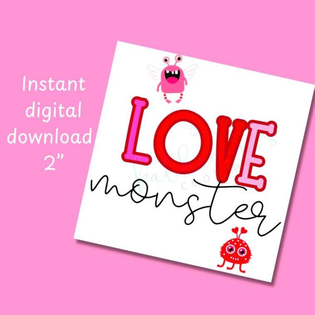 Love Monster Valentine’s Day Printable 2” Cookie Tag Sticker Label Card ...