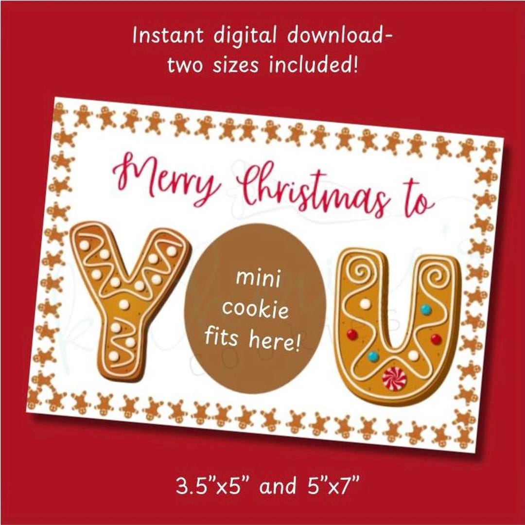 Merry Christmas to You- Mini Small Cookie Card Backer Printable Digital ...