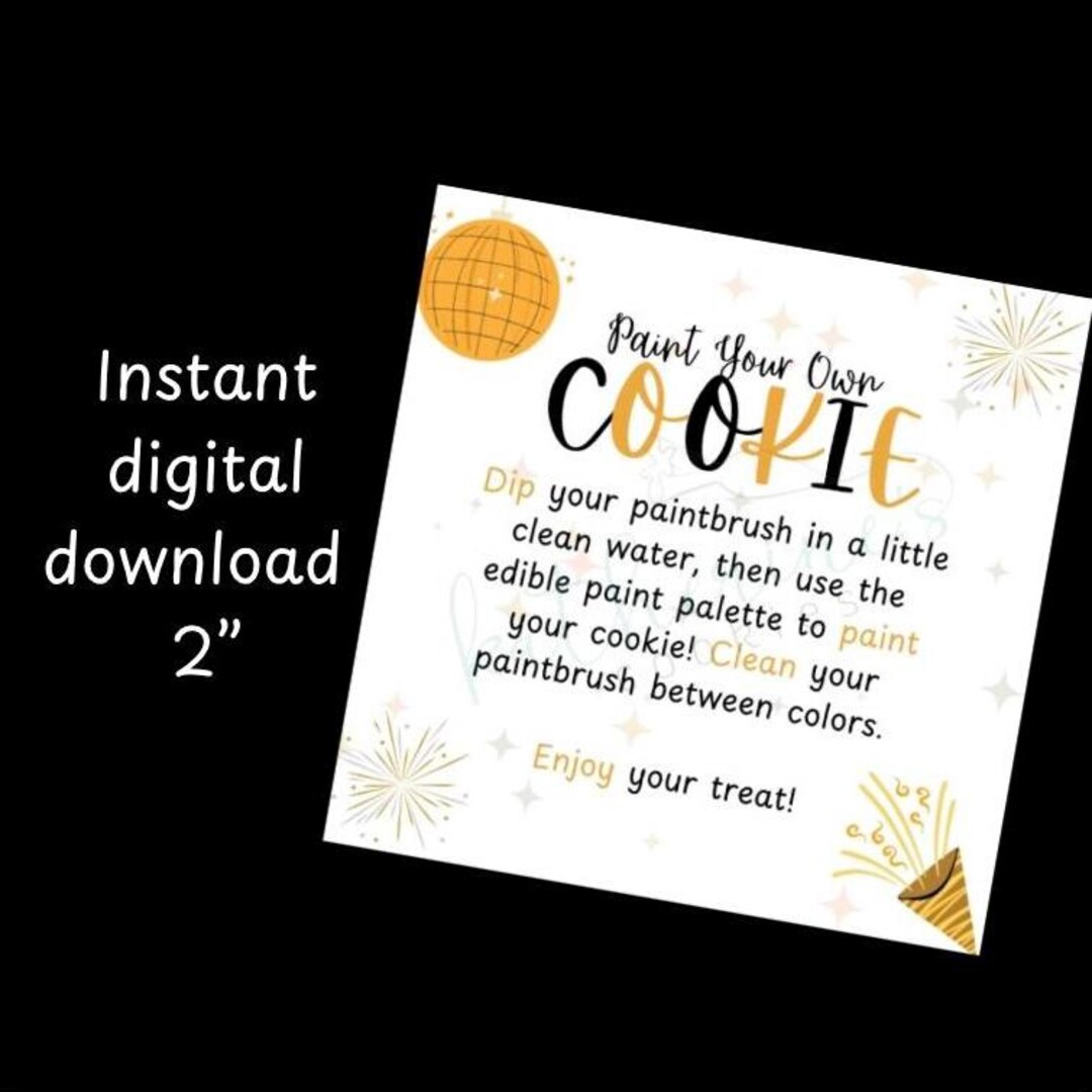 New Years PYO Paint Your Own Cookie Printable 2” Cookie Tag Label ...