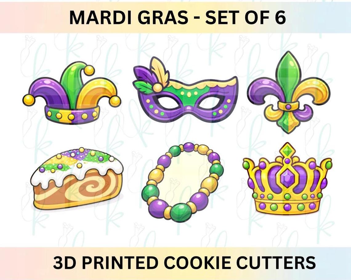 Mardi Gras - Set of 6 Cookie Cutters - Etsy