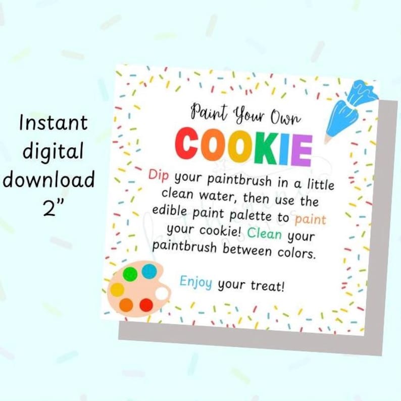 Paint Your Own (PYO) Cookie Instructions Printable 2” Cookie Tag - Etsy