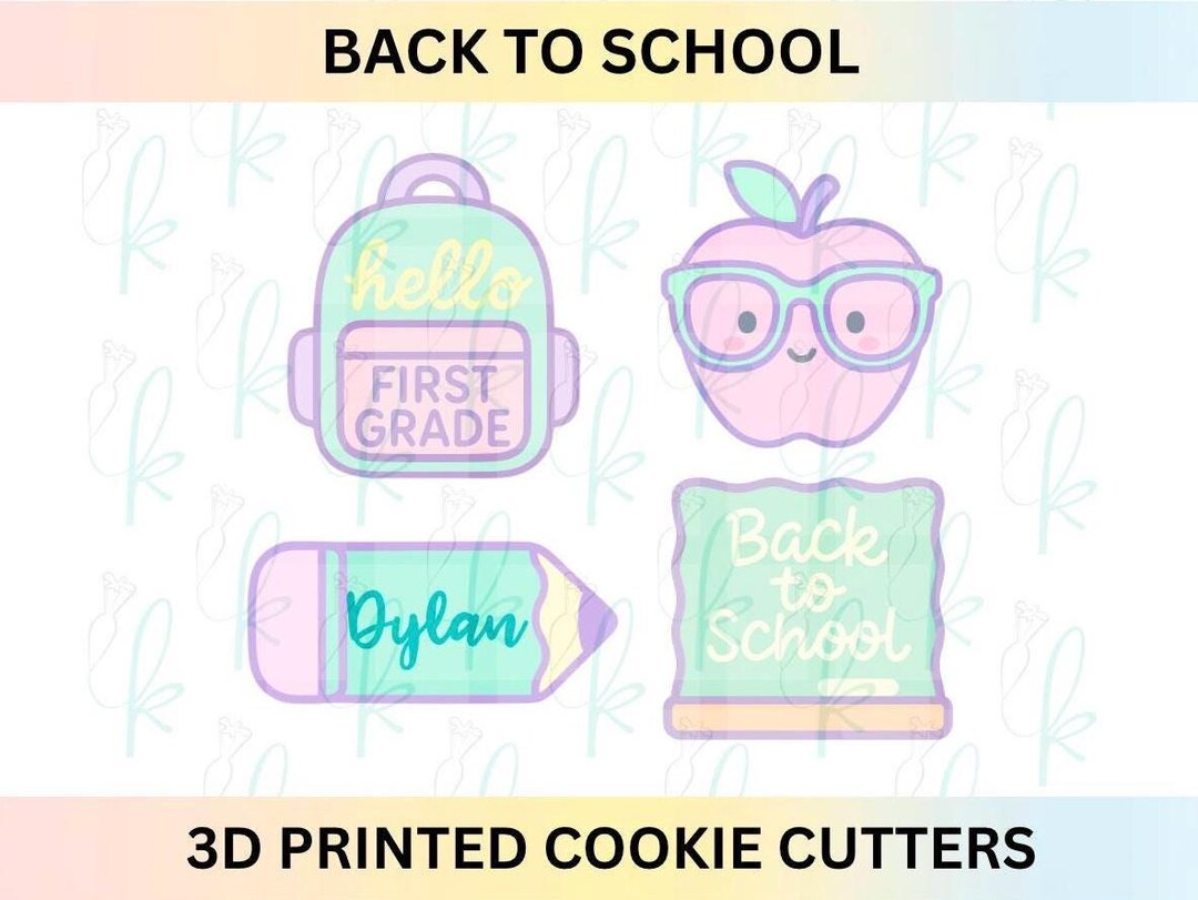 Back to School Cookie Cutter Set of 4 Cookie Cutters - Etsy