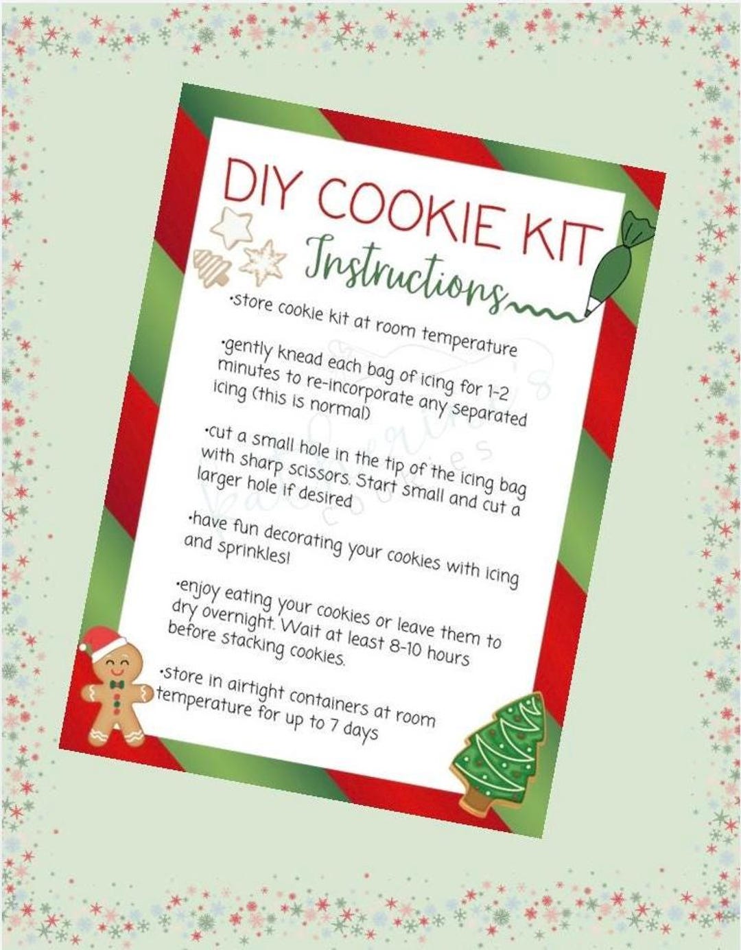 Christmas DIY Cookie Kit Instructions Card (digital Download) - Etsy