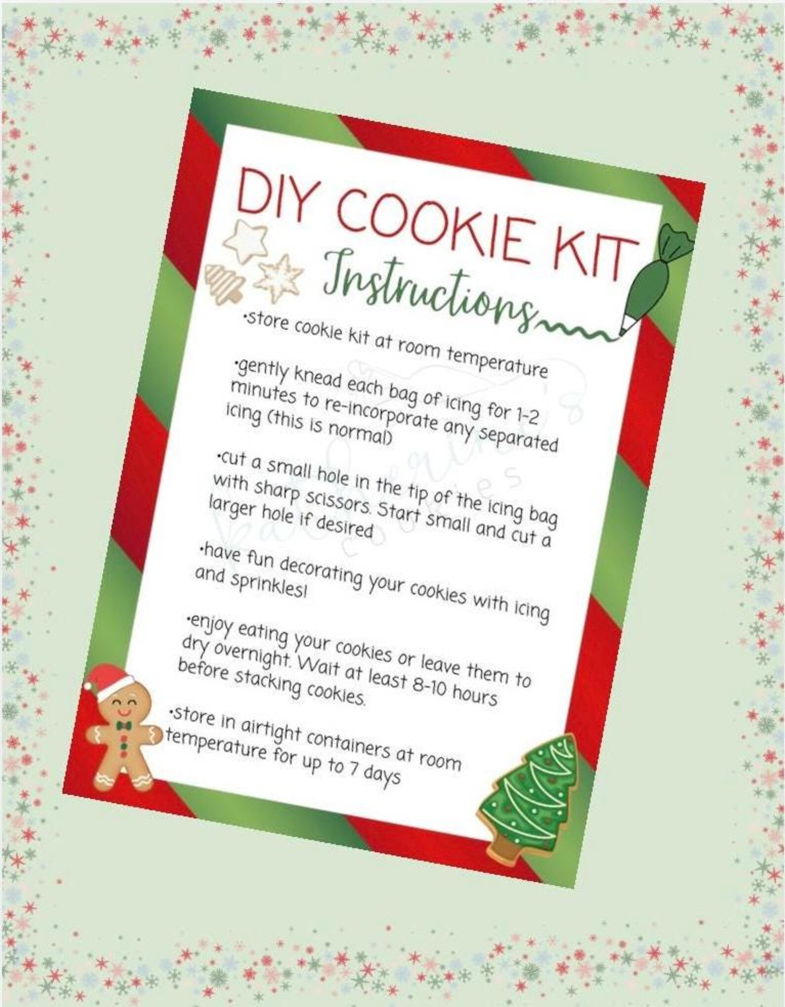 Christmas DIY Cookie Kit Instructions Card (digital Download) - Etsy