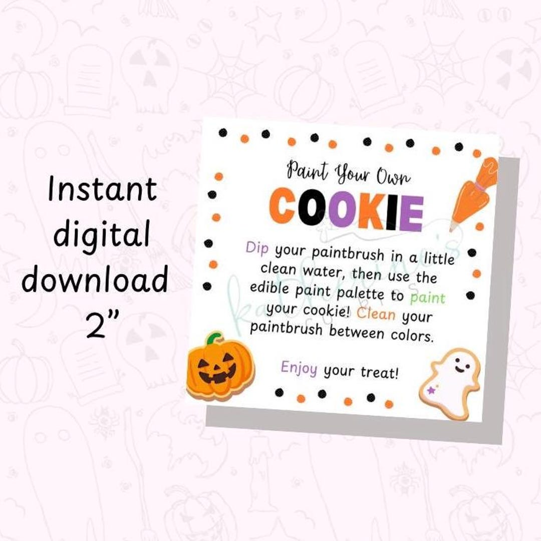 Halloween Paint Your Own (PYO) Cookie Instructions Printable 2” Cookie ...