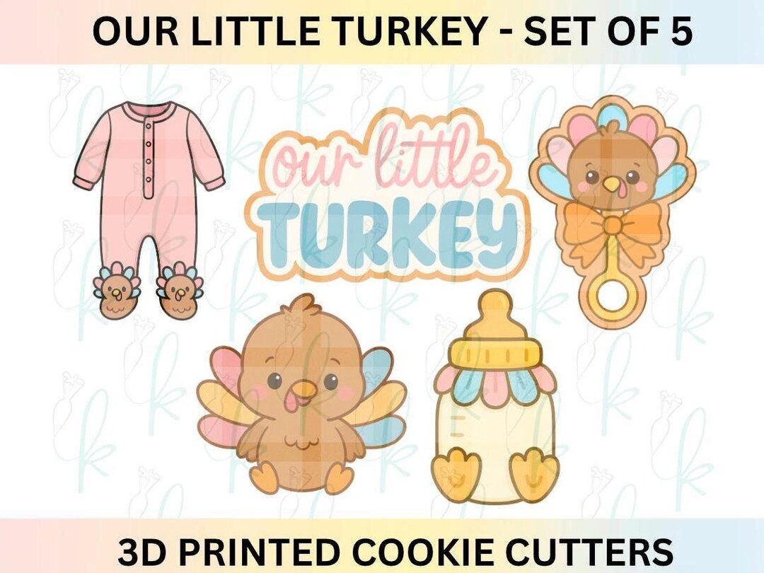 Little Turkey Baby Shower Set of 5 Cookie Cutters - Etsy