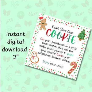 Christmas Paint Your Own (PYO) Cookie Instruction Tag Printable 2 ...