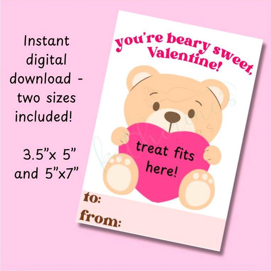 You’re Beary Sweet - Valentines Day Printable 3.5”x5” and 5x7” Cookie ...