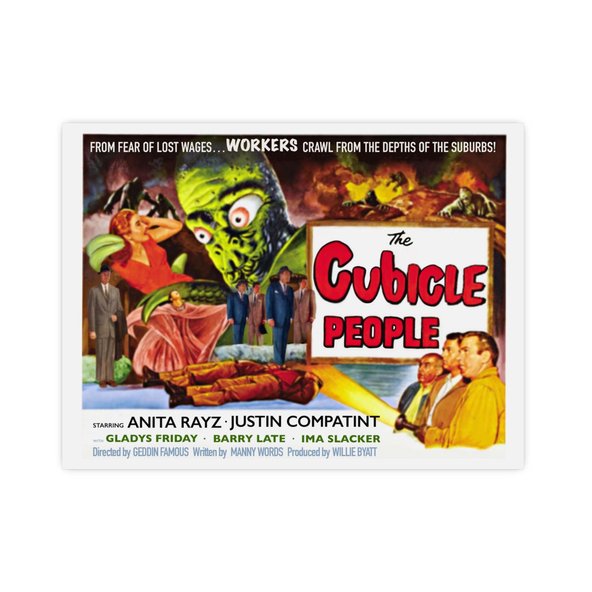 Cubicle People Poster Classic Horror Movie Parody Office Work Funny ...