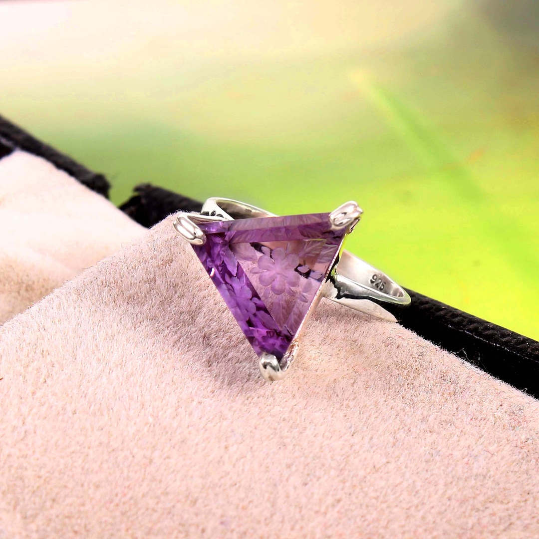 Beautiful Natural Amethyst Fantasy Cut Gemstone 925 Sterling Silver ...
