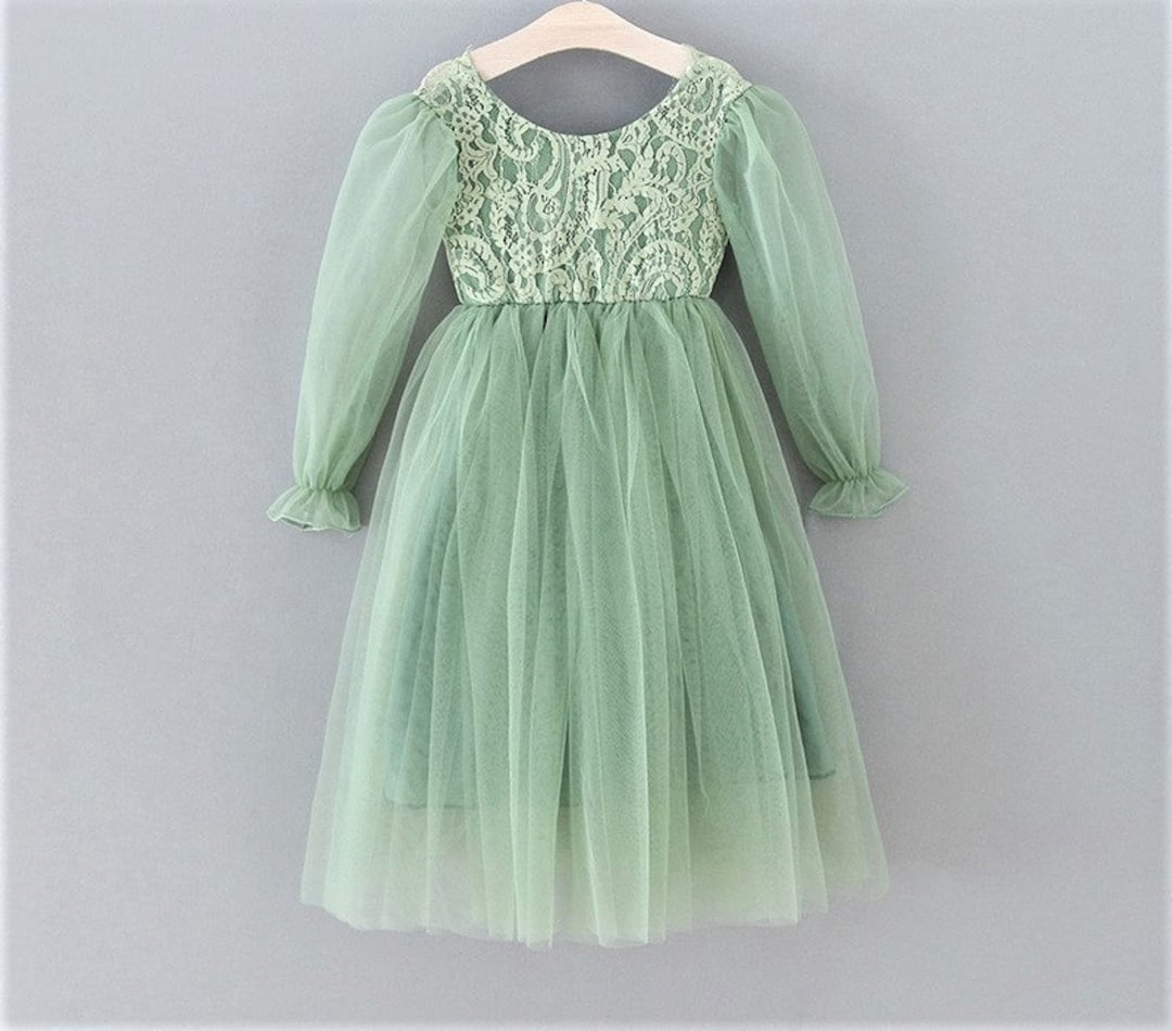 Sage Green Flower Girl Lace Dress Flower Girl Green Lace - Etsy